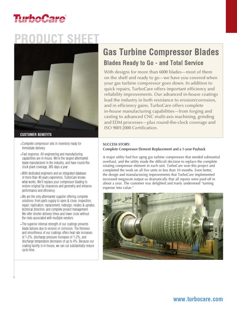 Gas Turbine Compressor Blades Product Sheet | PDF