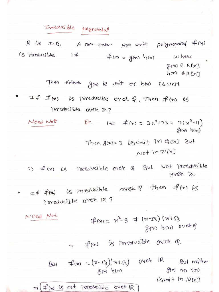 Polynomial Ring Note | PDF