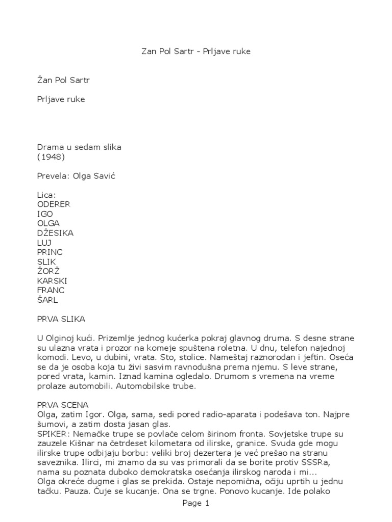 Zan Pol Sartr - Prljave Ruke | PDF