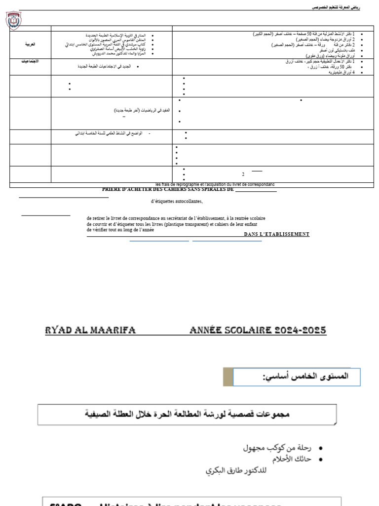 Fourniture 2024 2025 CE5 | PDF