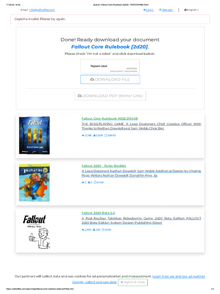 Queue - Fallout Core Rulebook (2d20) | PDF