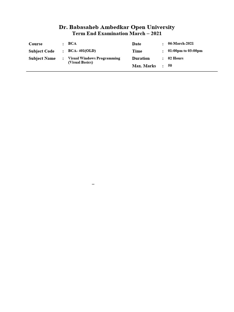 Bca - 401 (Old) | PDF | Reserved Word | Computer Programming Bca - 401 (Old) | PDF | Reserved Word | Computer Programming