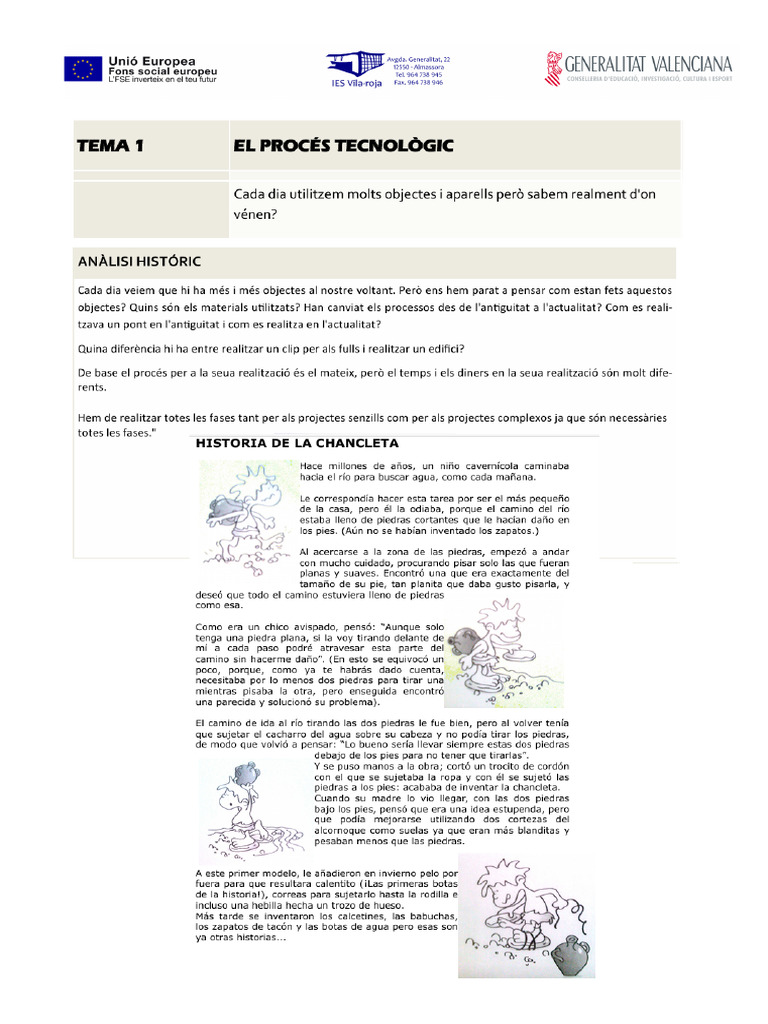 Apunts Bloc 1 El Procés Tecnològic 1 ESO 2024 | PDF