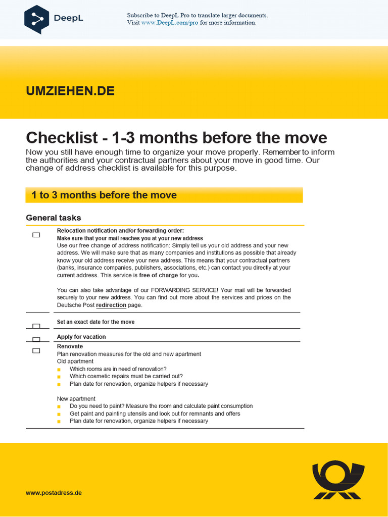 Die - in - 1-3 - Monate - Ist - Umzug-Checkliste - Die - in - 1-3 ...