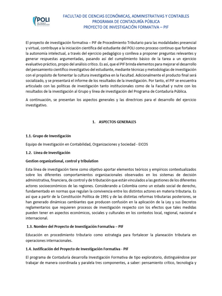 Documento Pif - Procedimiento Tributario Final 2023 | PDF