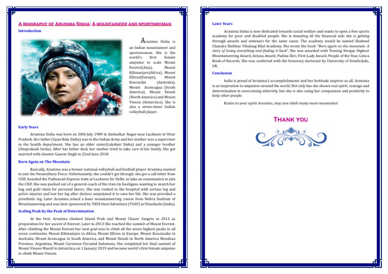 Biography of Arunima Sinha | PDF