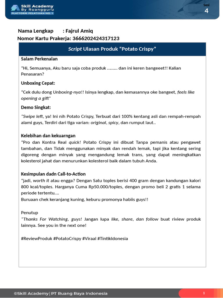 TPM 2 Membuat Script Video Ulasan Produk | PDF