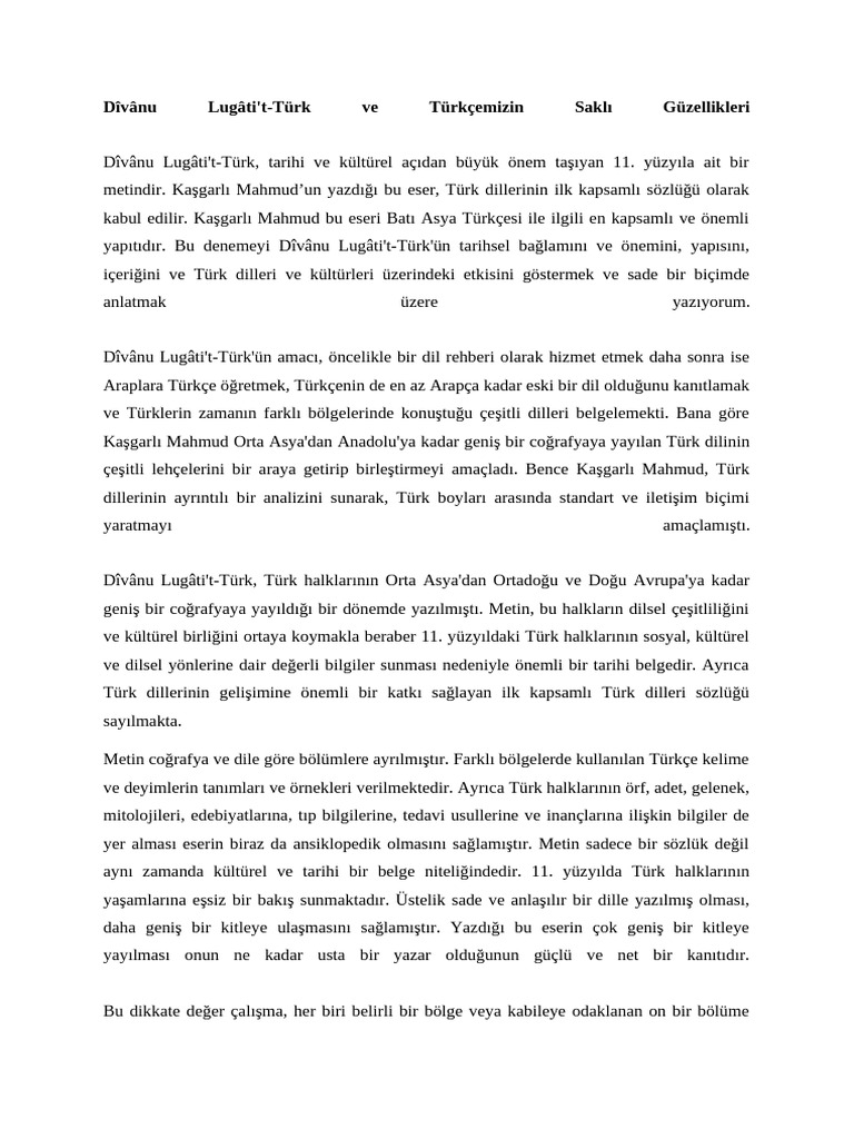 Dîvânu Lugâti't-Türk Deneme | PDF