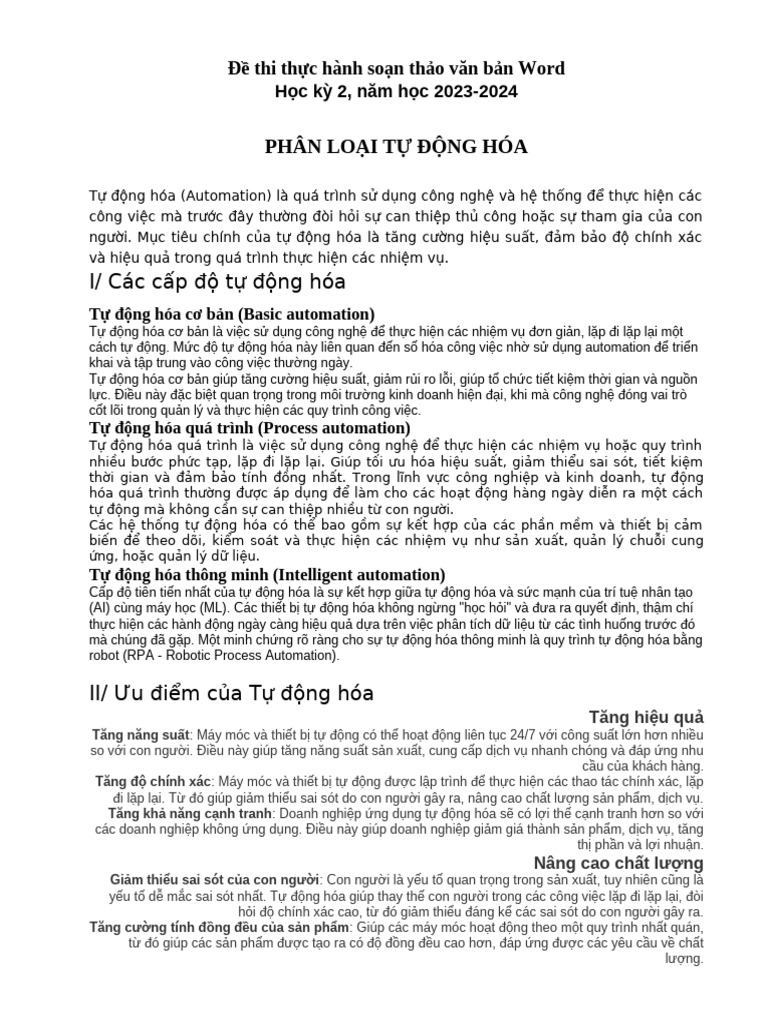 3.2 de Thi Thuc Hanh Soan Thao Van Ban Word | PDF