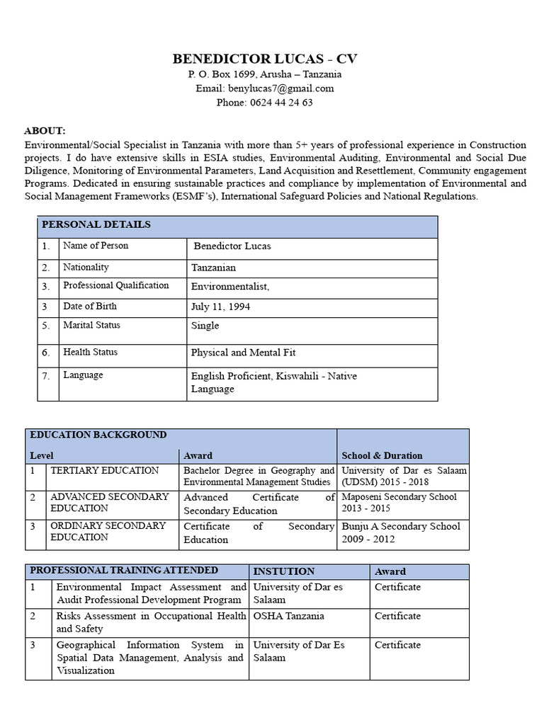 CV - Benedictor Lucas 2023 | PDF