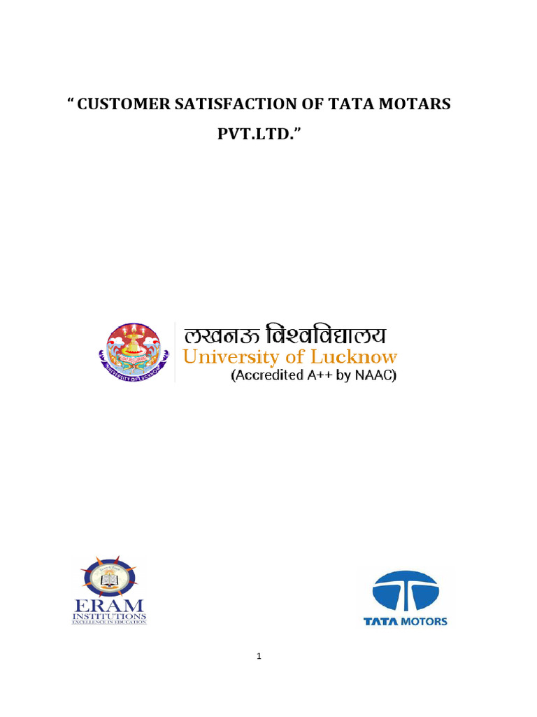 Customer Satisfaction of Tata Motars PVT | PDF | Methodology | Survey Methodology