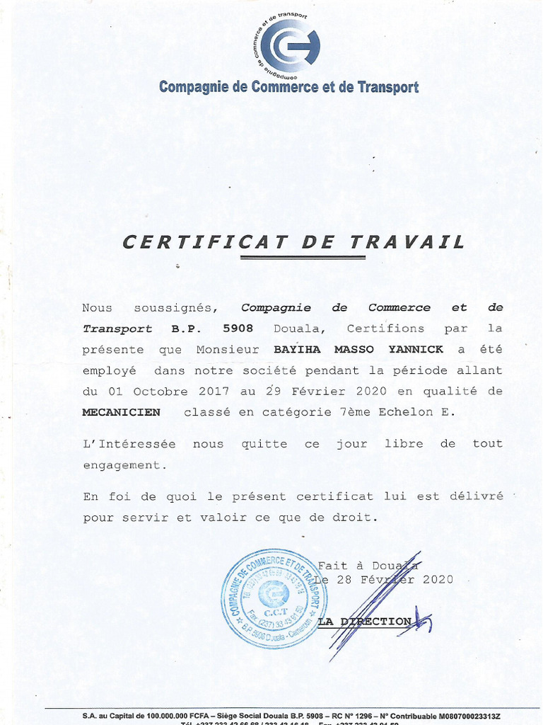 Certificat CCT | PDF