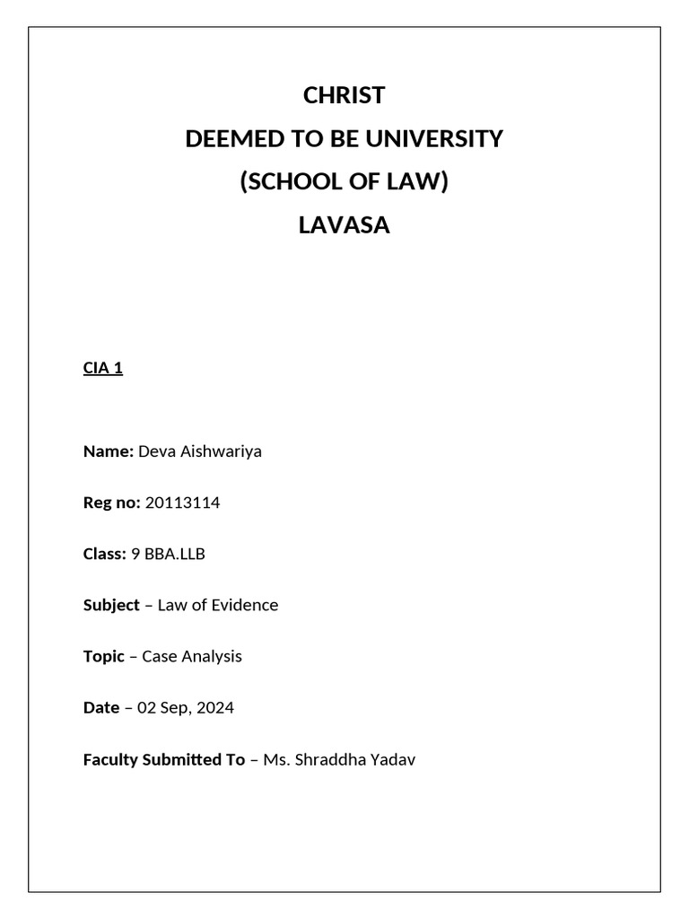 Evidence Case Law | PDF