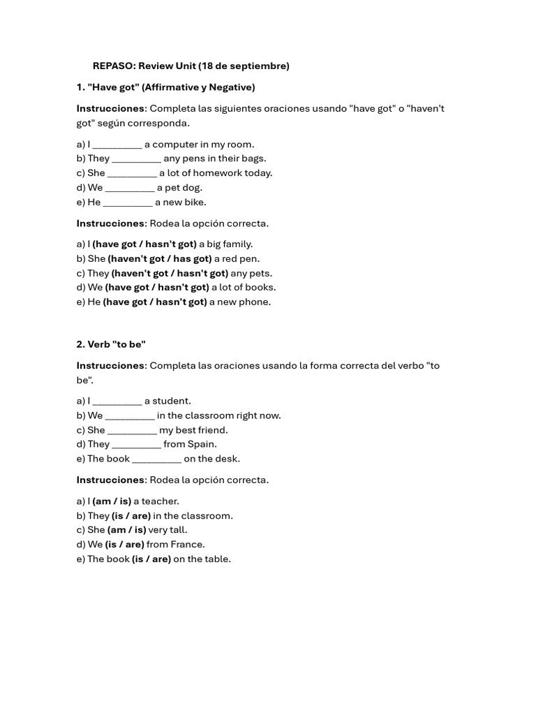Material de REPASO - Examen Review Unit 18 Septiembre | PDF