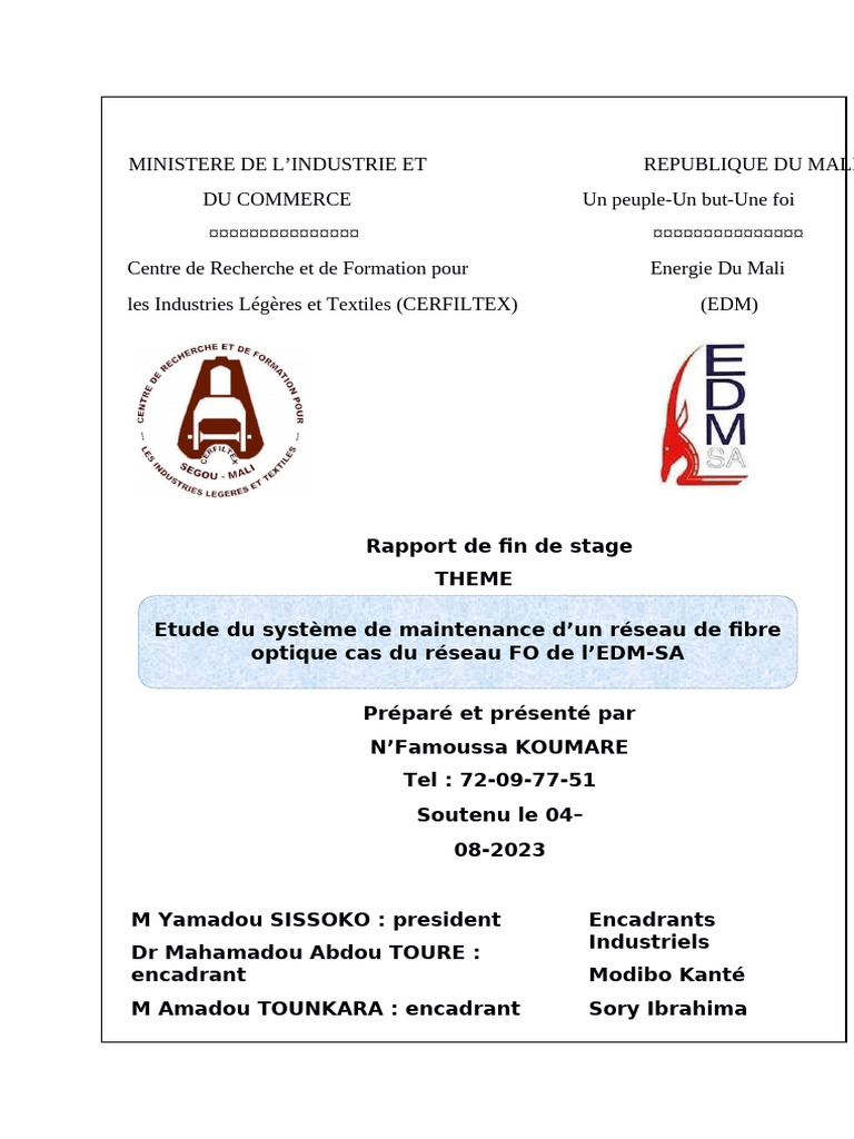 Rapport N'famoussa KOUMARE | PDF | Electronics | Technology & Engineering