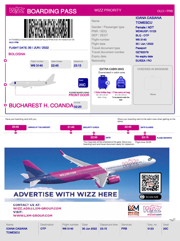 BoardingCard 269109053 BLQ OTP | PDF