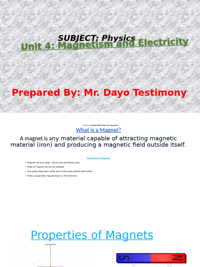 Unit 4.1 Magnetism | PDF