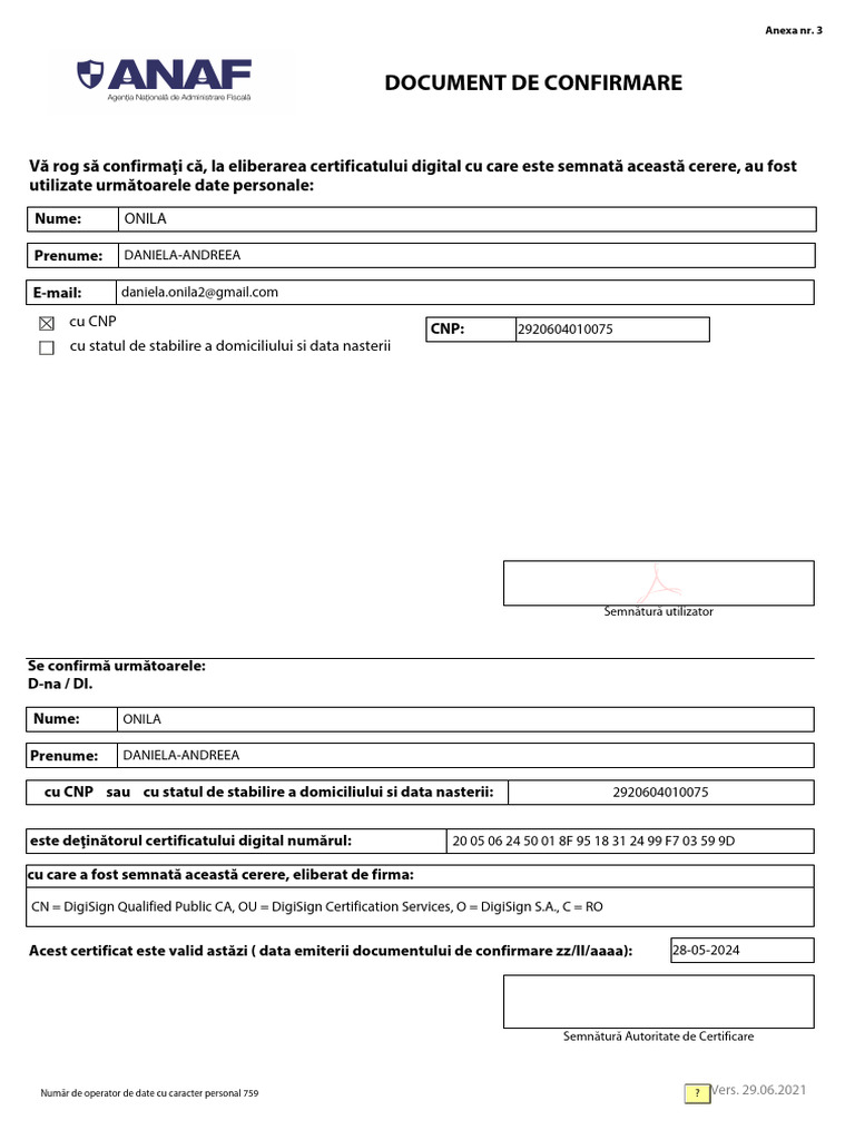 Confirmare Digisign | PDF