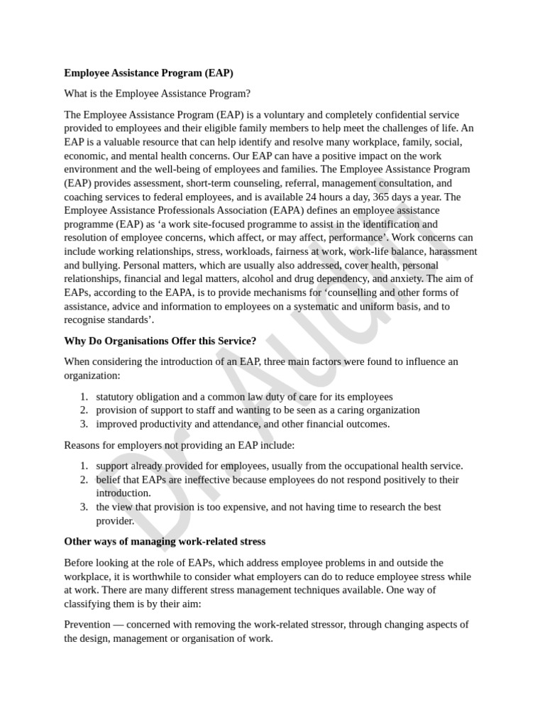 Employee Assistance Program | PDF