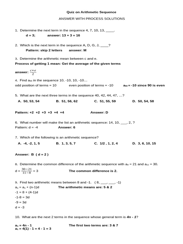 Aritmetic Sequence Reviewer 2 | PDF