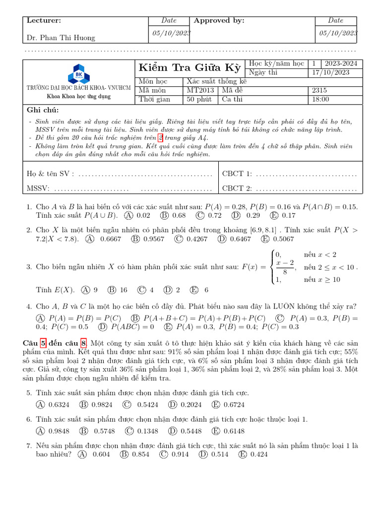 GK-231 -DT (đề 2315) | PDF
