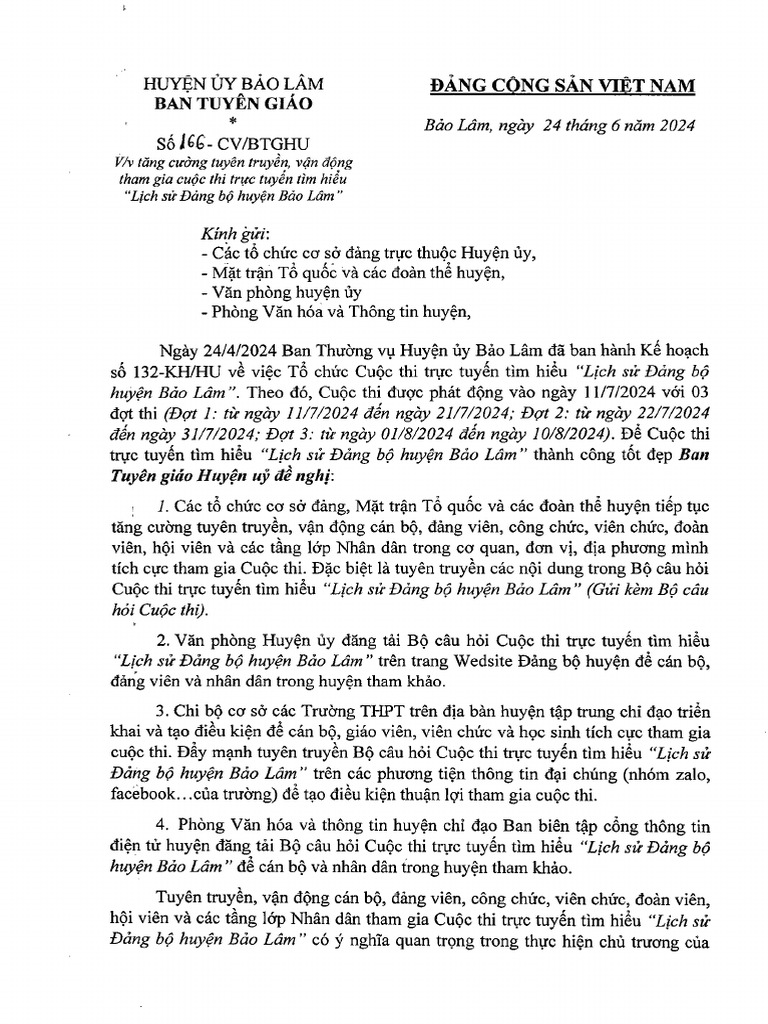 Lich Su Dang Bo Huyen Bao Lam | PDF