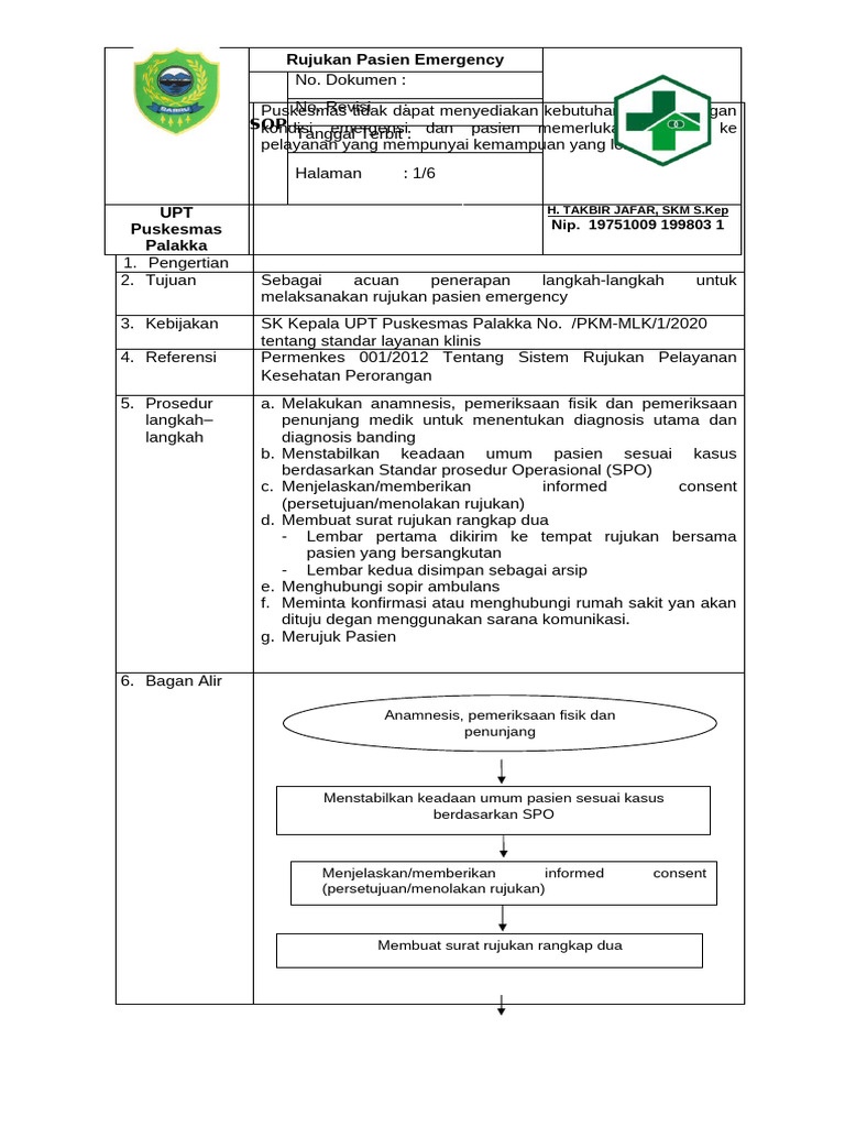 SOP RUJUKAN PASIEN EMERGENCY PLK | PDF