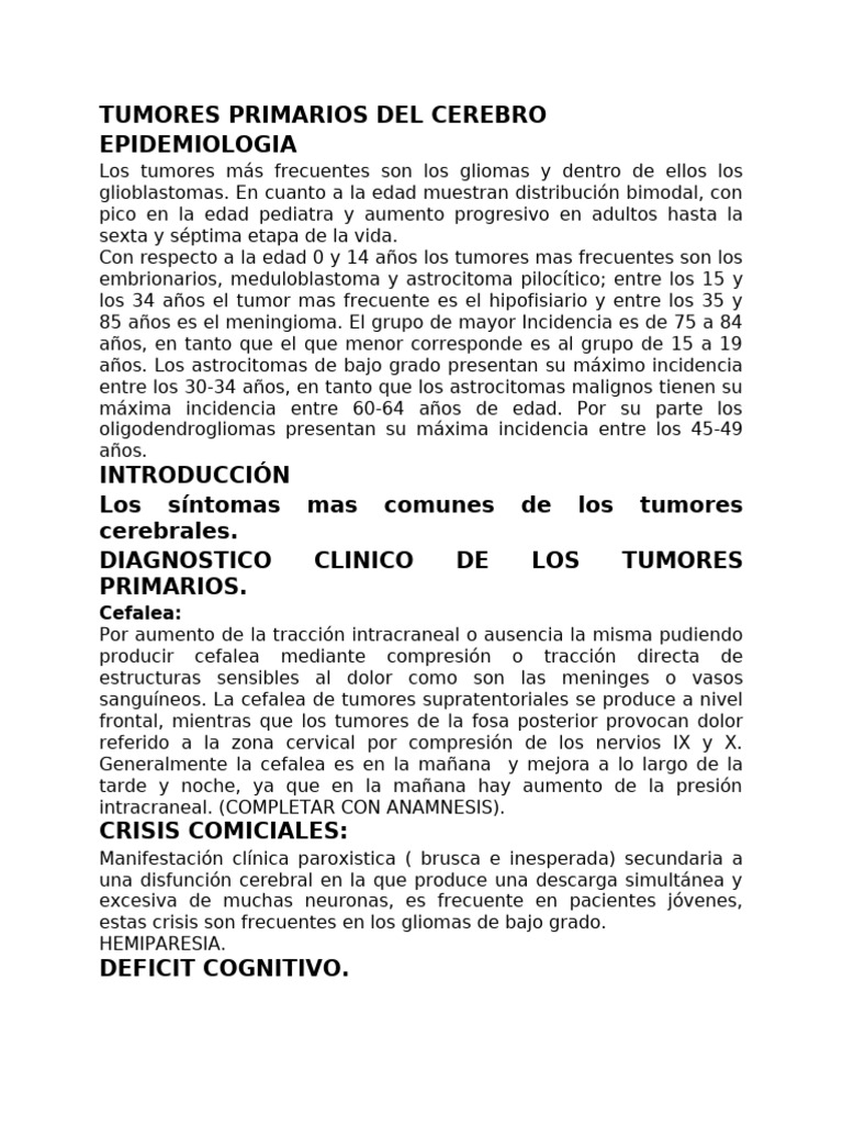 Tumores Primarios Del Cerebro | PDF