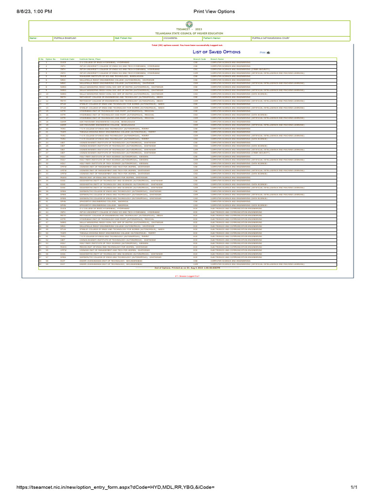 Bhargavi Option - Entry - Form | PDF
