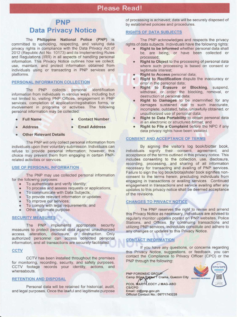 PNP Data Privacy Notice | PDF