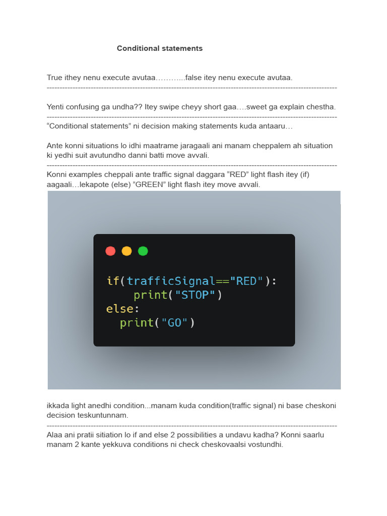 Conditional Statements | PDF