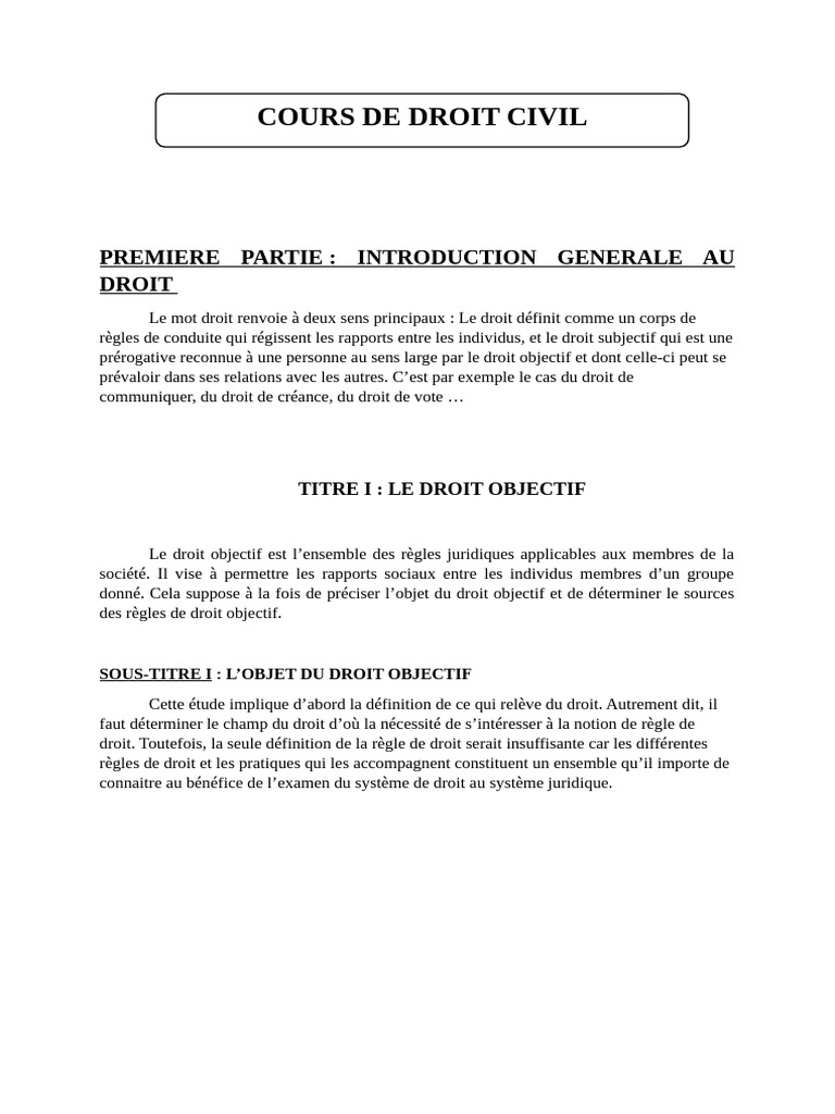 Cours de Droit Civil | PDF