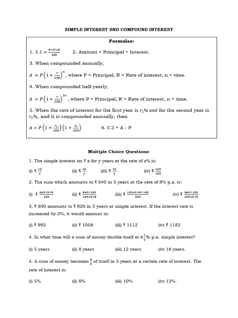Compound Interest and Simple Interest | PDF