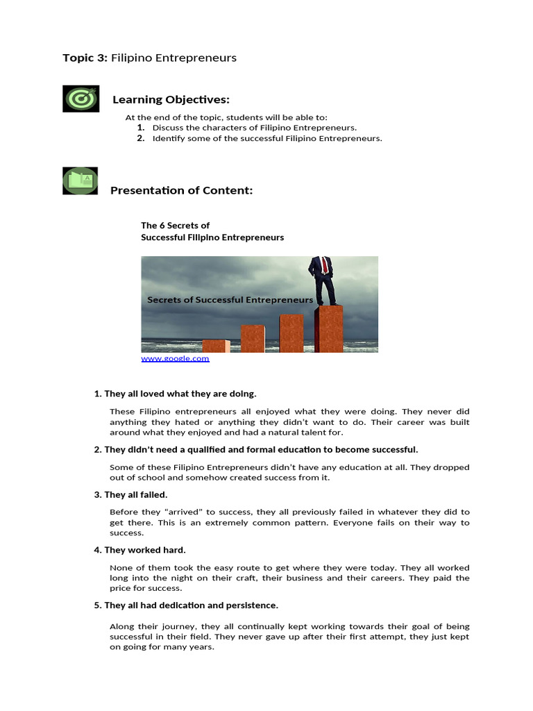 Unit-2-Topic-3-Filipino-Entrepreneurs | PDF