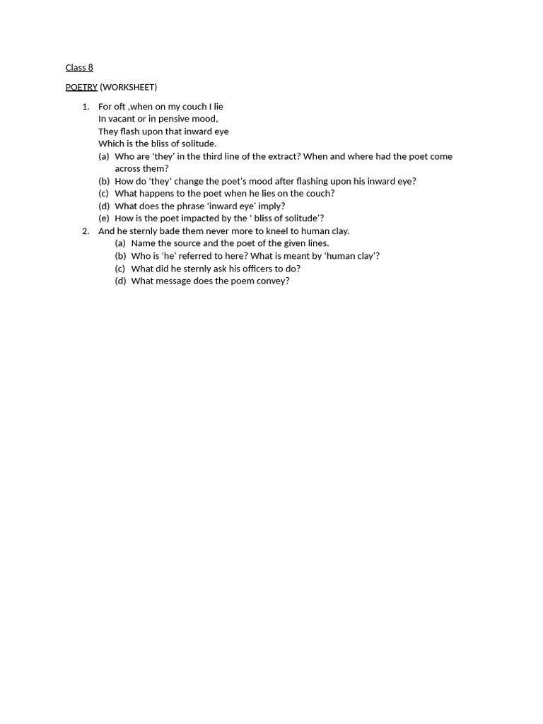 8..poetry Worksheet | PDF