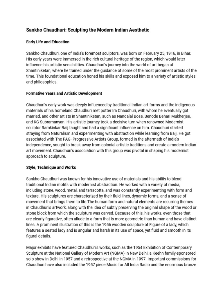 Sankho Chaudhuri - Neha Singh | PDF | Sculpture | Social Science