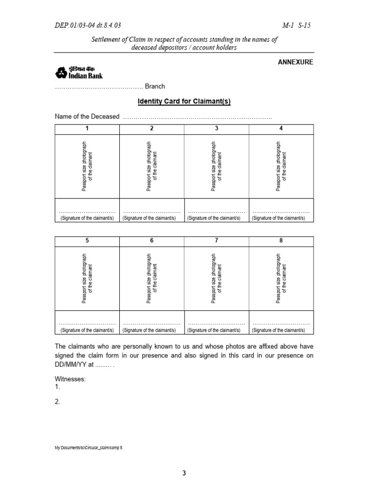 Identity Card For Claimant(s) | PDF | Government | Government Information
