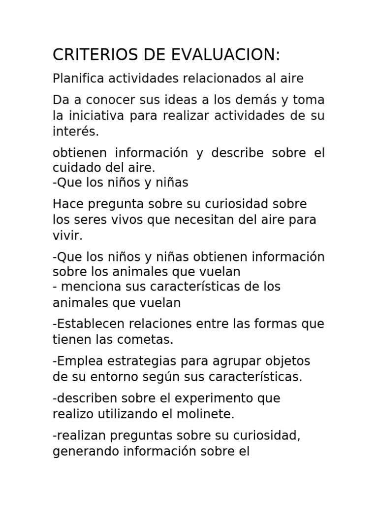 Criterios de Evaluacion | PDF