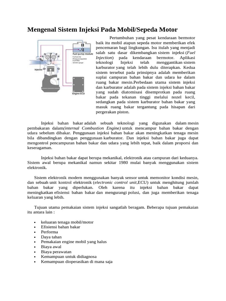 Mengenal Sistem Injeksi Pada Mobil | PDF