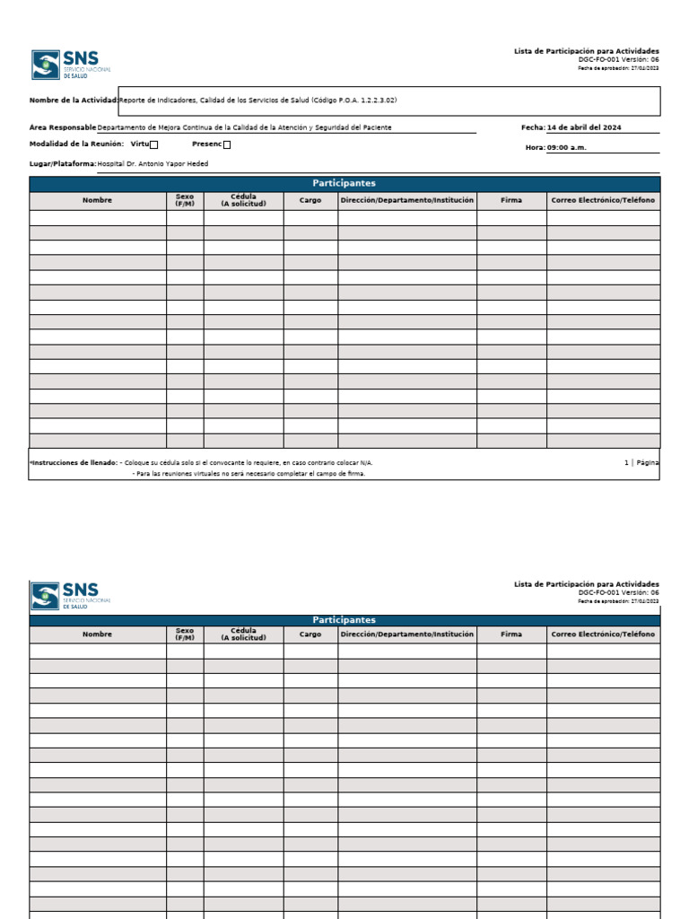 Listado de Reporte de Indicadores, Calidad de Los Servicios de Salud ...
