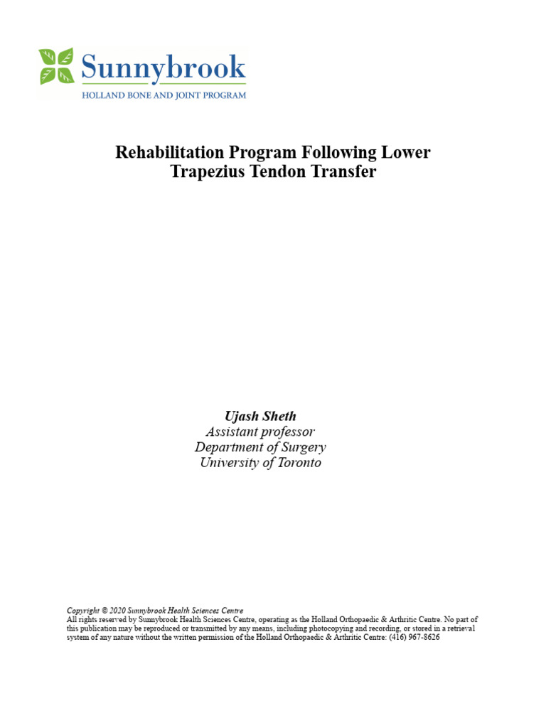 Lower Trapezius Tendon Transfer Dr. Sheth | PDF