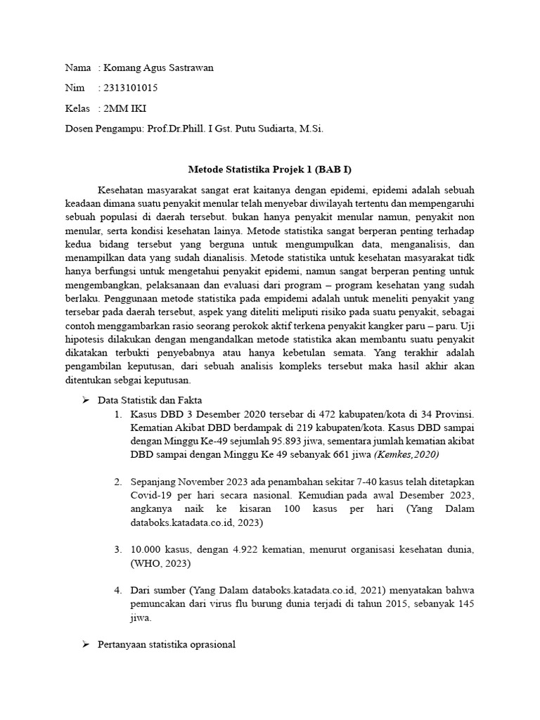 Tugas Mat Stat (Projek) - Kmang Agus | PDF
