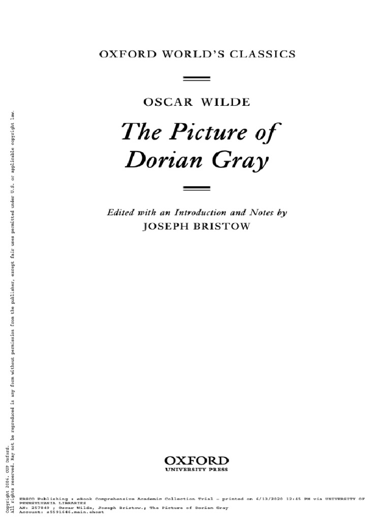 Wilde Preface Picture of Dorian Gray OWC Edition | PDF