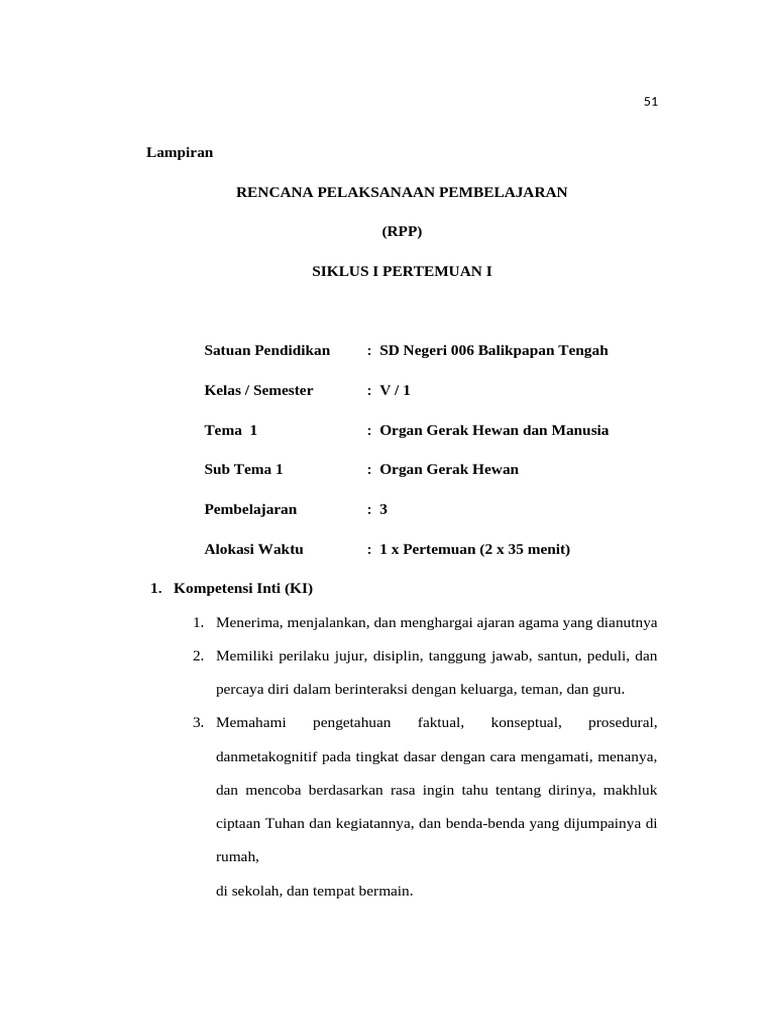 RPP Siklus I Pert 1 | PDF