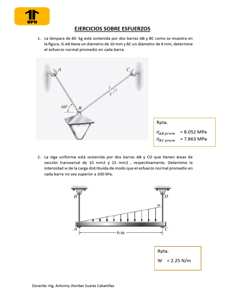 Ejercicios de Esfuerzos en Estructuras. | PDF