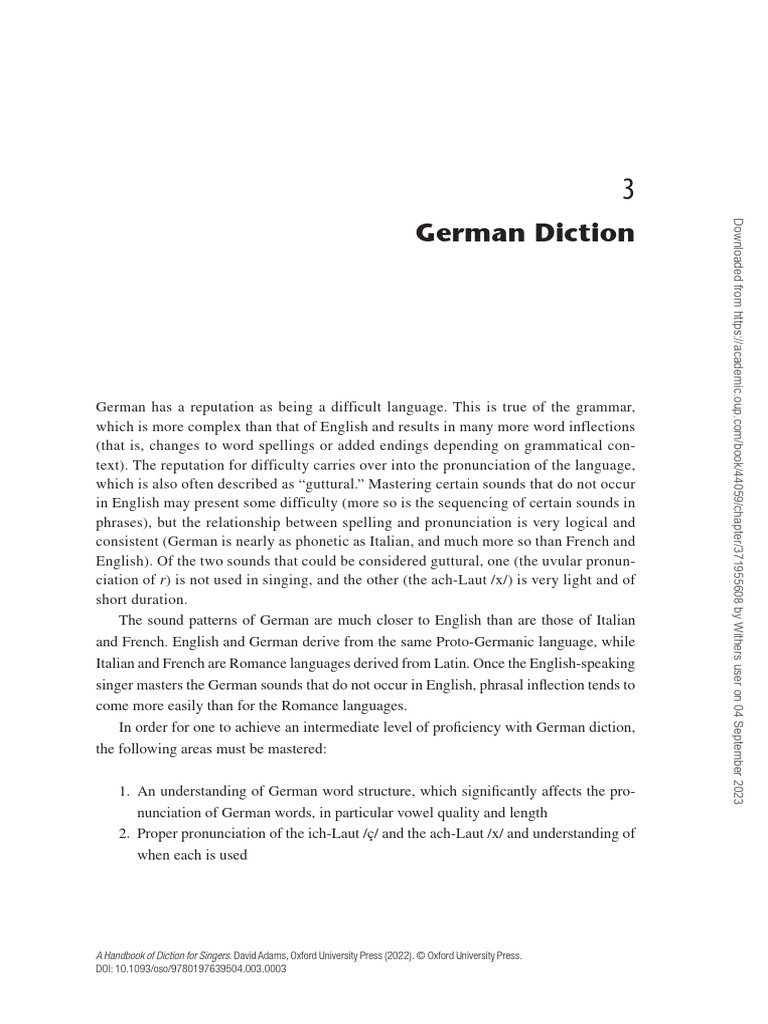 Adams - German Diction (3rd Edition) | PDF