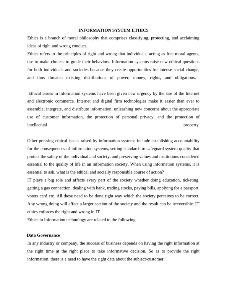 Ethical Issues in IT | PDF