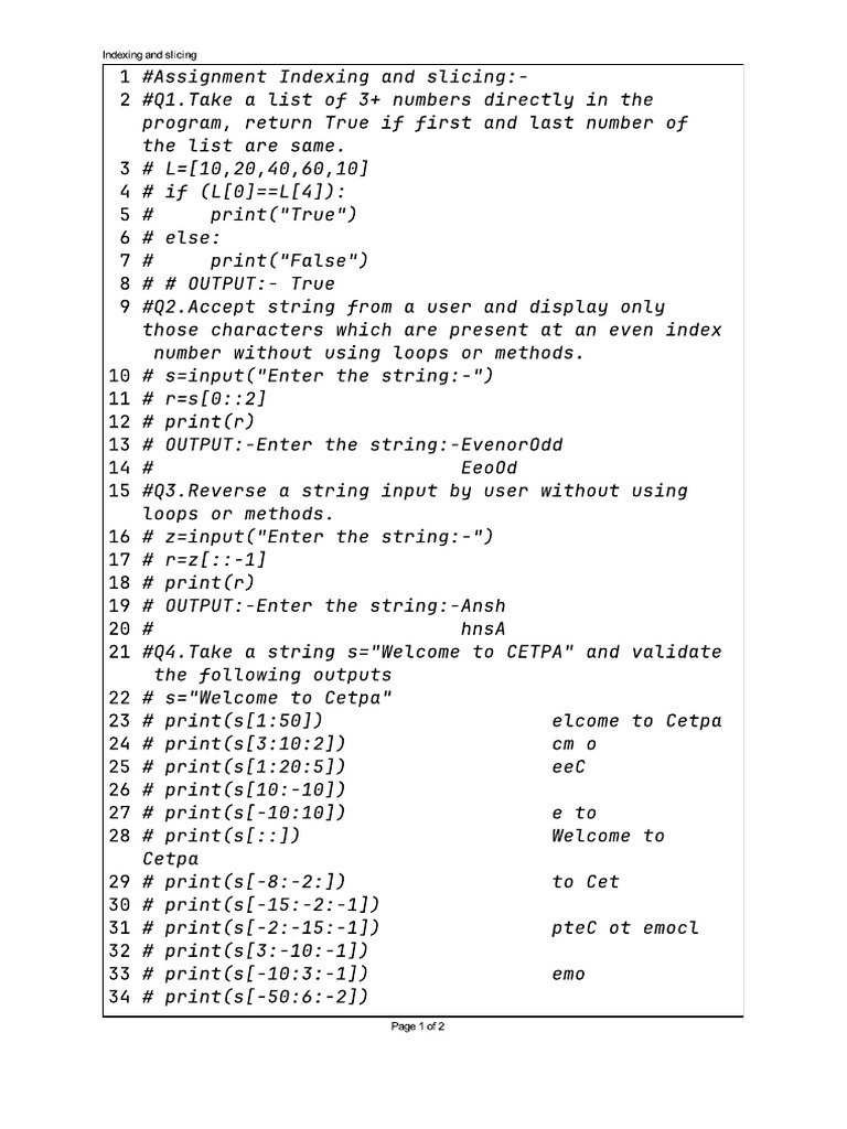 Ansh Indexing and Slicing | PDF