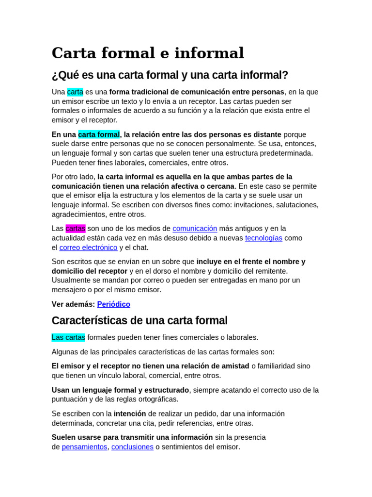 Carta Formal e Informal | PDF