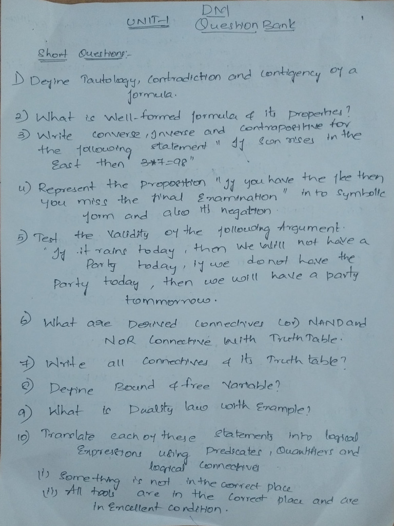 DM question bank (1) | PDF